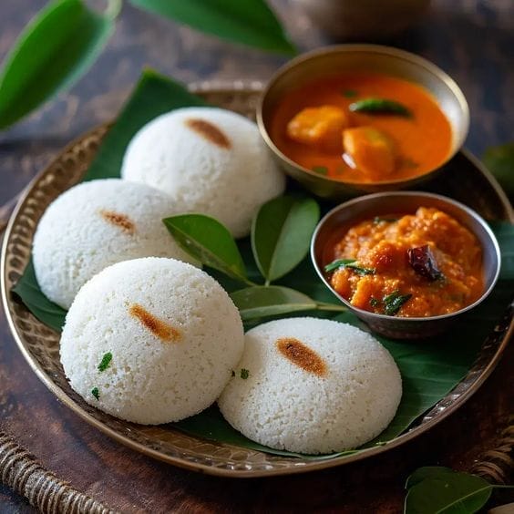 Idly with Sambar & Chutney - South Indian Breakfast Classic